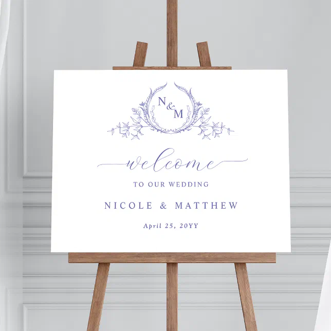 Elegant Lavender Monogrammed Wedding Welcome Sign | Zazzle