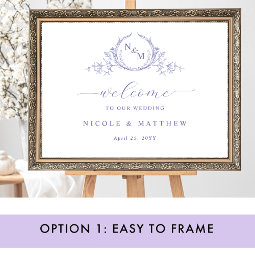 Elegant Lavender Monogrammed Wedding Welcome Sign | Zazzle
