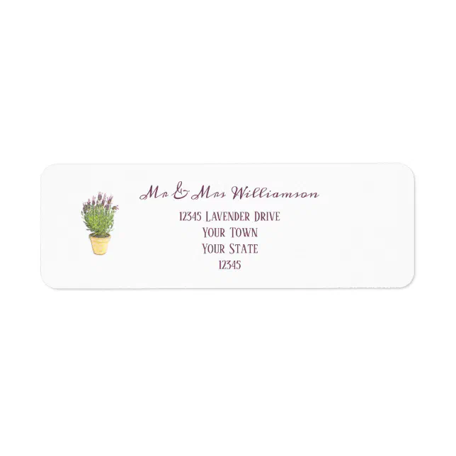 Elegant Lavender Potted Plant House Warming Label | Zazzle