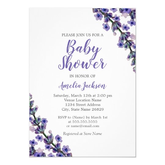 Elegant Lavender Purple Baby Shower Invitation | Zazzle.com