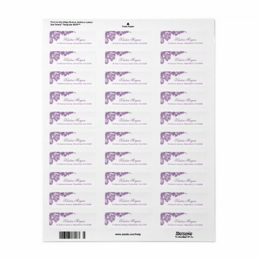 Elegant Lavender Purple Floral Lace Wedding RSVP Label | Zazzle