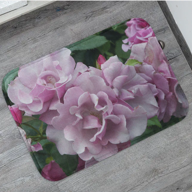 Elegant Lavender Roses Floral Bath Mat | Zazzle