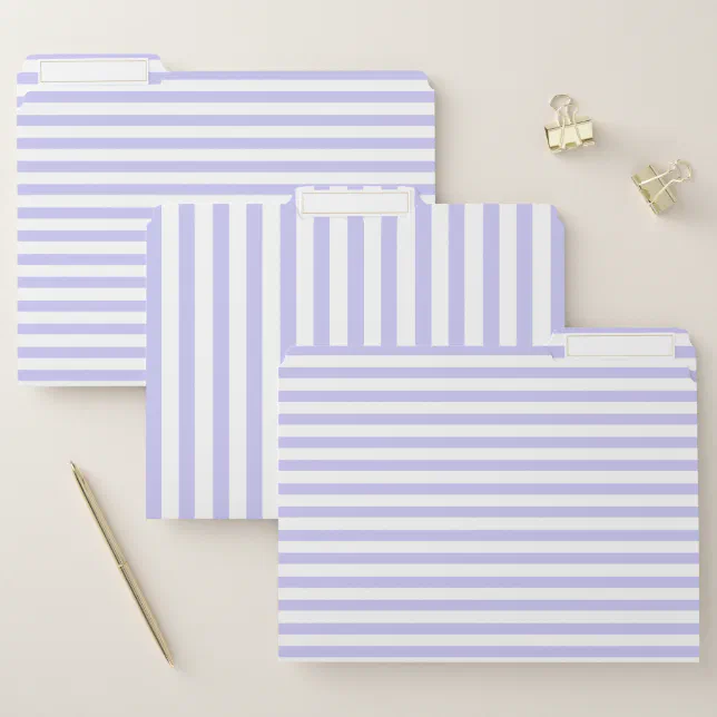 Elegant Lavender Striped File Folder | Zazzle