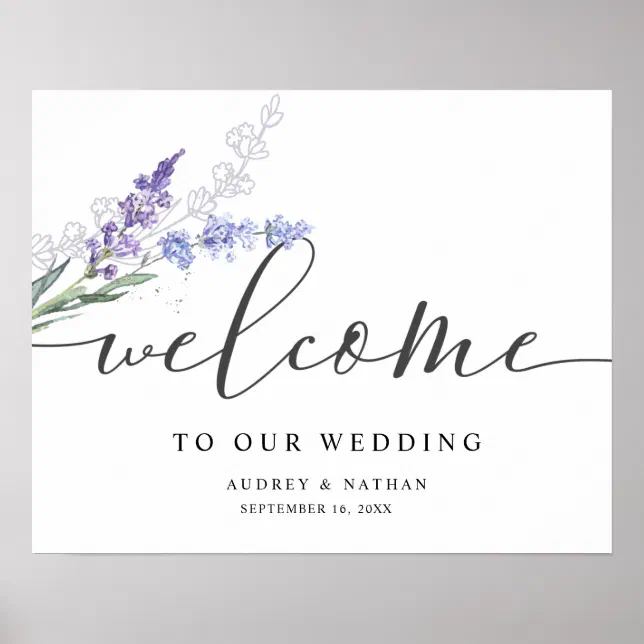 Elegant Lavender Watercolor Welcome Wedding Sign | Zazzle