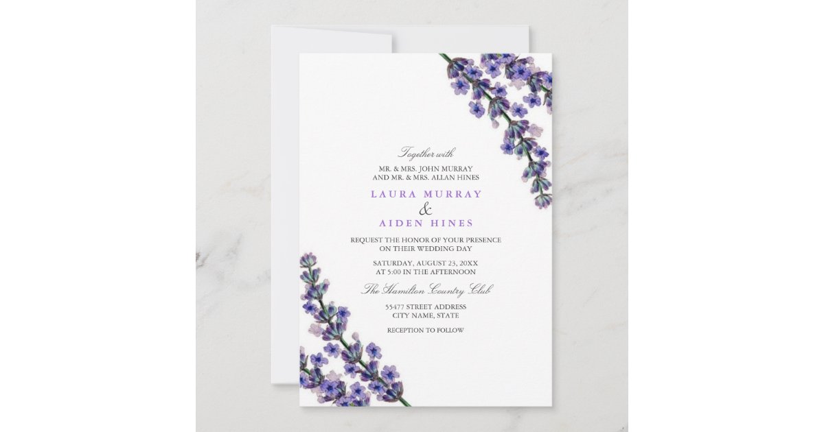 Elegant Lavender Wedding Invitation | Zazzle