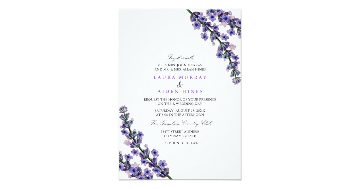 Elegant Lavender Wedding Invitation | Zazzle.com