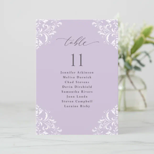 Elegant Lavender Wedding Seating Chart Sign Card | Zazzle