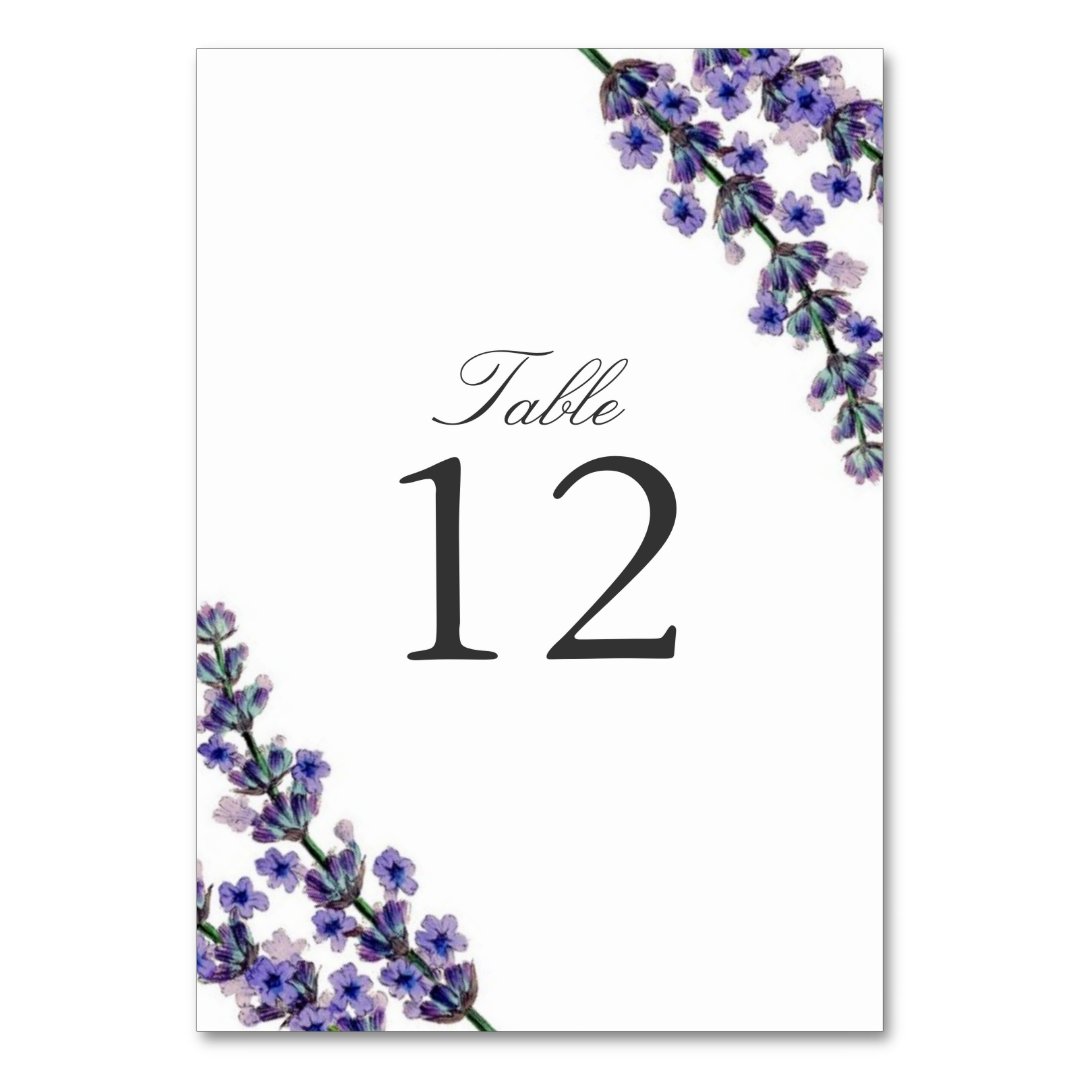 Elegant Lavender Wedding Table Number Card | Zazzle