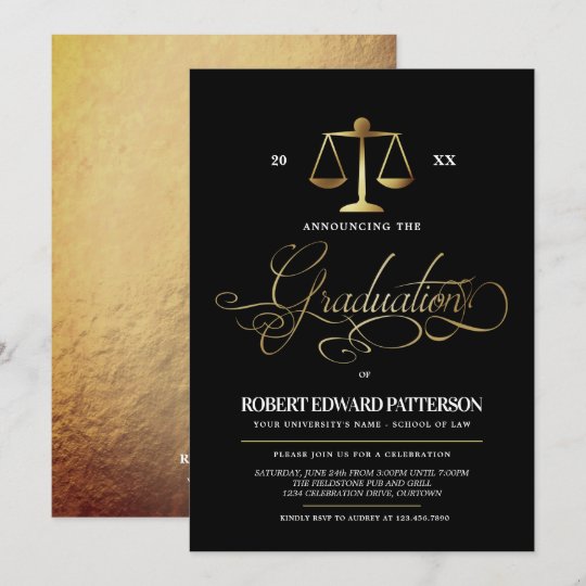 Elegant Law School Graduation Party Invitations | Zazzle.com