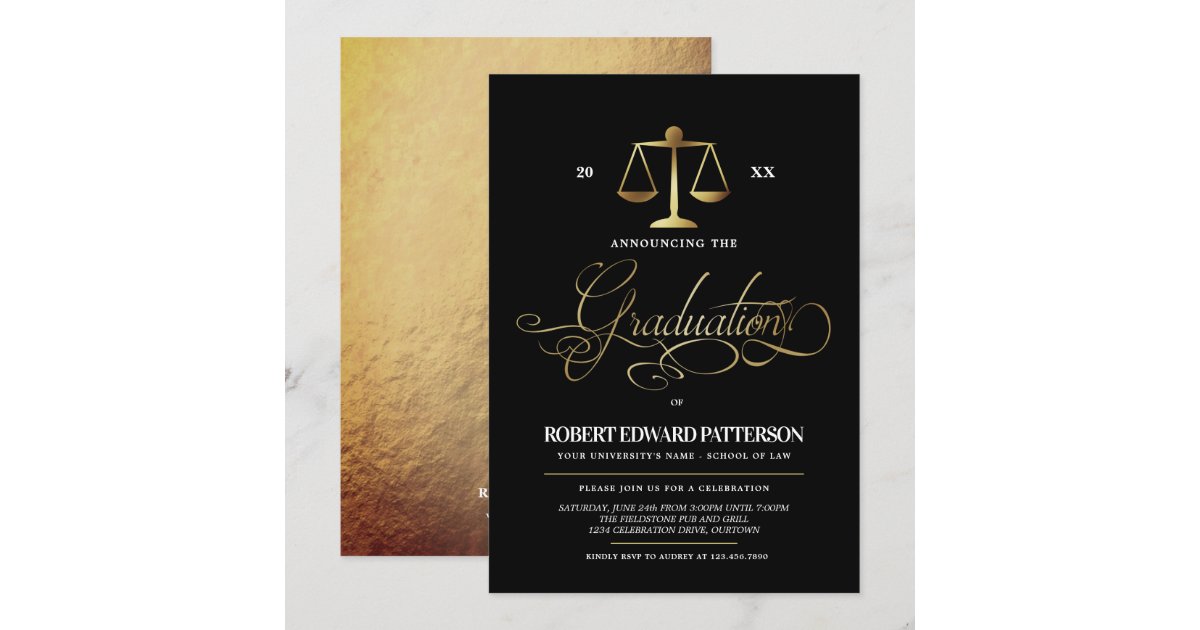 Elegant Law School Graduation Party Invitations | Zazzle.com