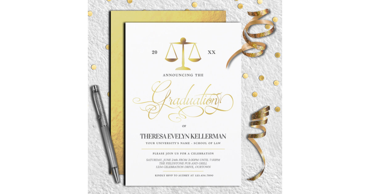 Elegant Law School Graduation Party Invitations | Zazzle