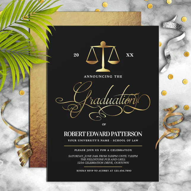 Elegant Law School Graduation Party Invitations | Zazzle