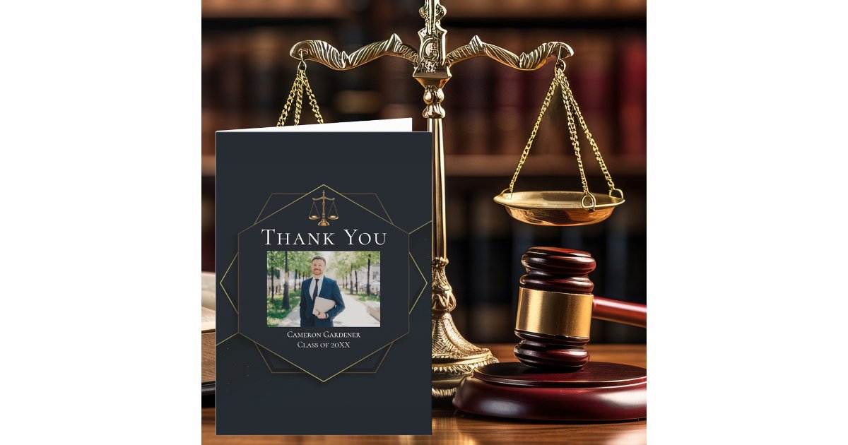 Elegant Lawyer Photo Law School Graduation Thank You Card | Zazzle