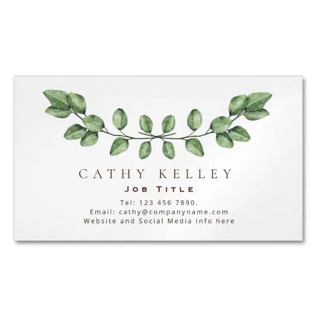 Elegant Leaf Green Any Profession Business Card Magnet | Zazzle