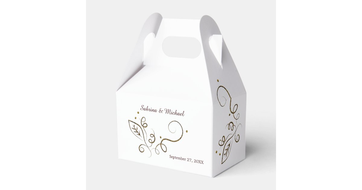 Elegant Leaf Swirl Wedding Favor Box | Zazzle