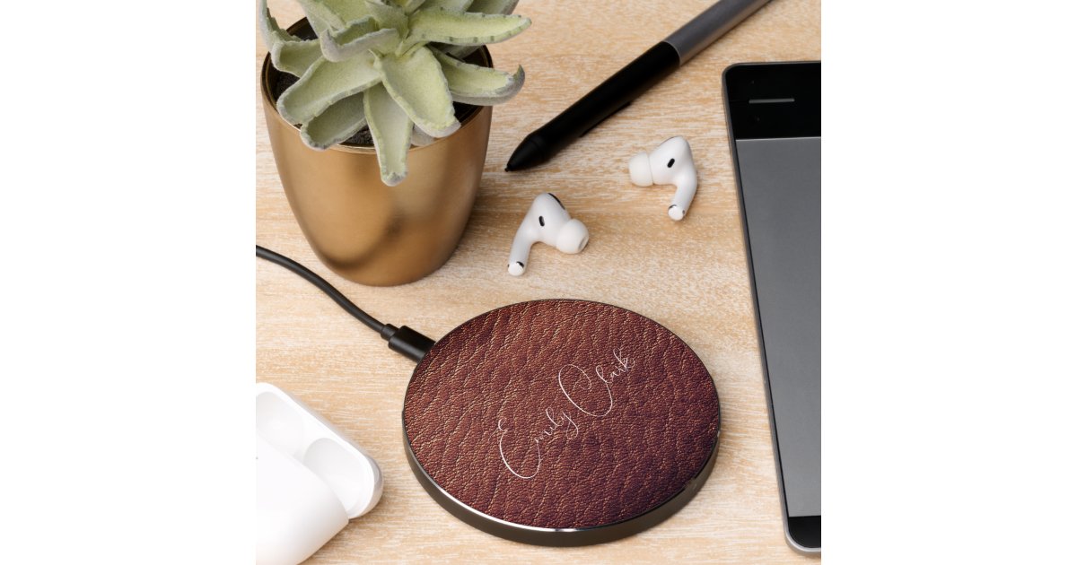 Elegant leather wireless charger | Zazzle