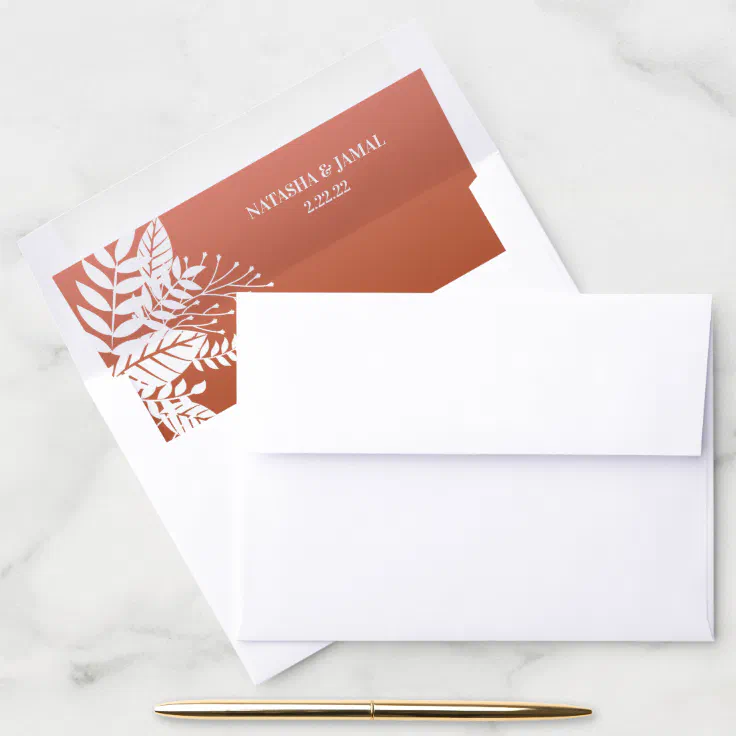 Elegant Leaves, Red Terracotta Envelope Liner | Zazzle