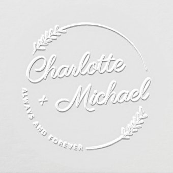 Elegant Leaves Round Personalized Wedding Monogram Embosser | Zazzle