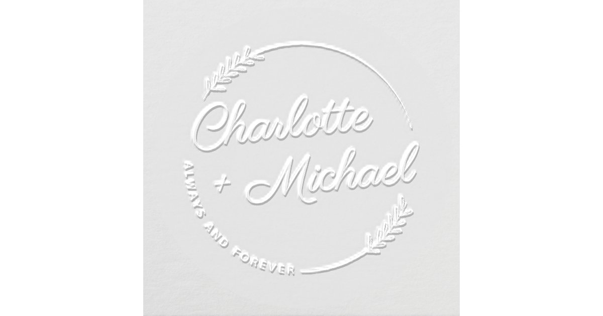 Elegant Leaves Round Personalized Wedding Monogram Embosser | Zazzle