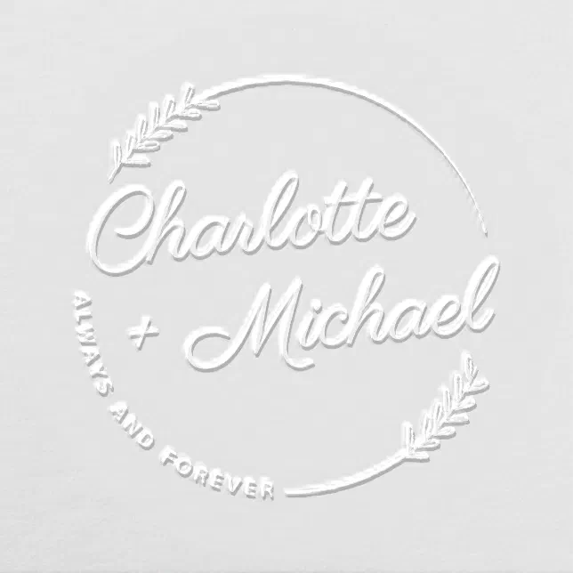 Elegant Leaves Round Personalized Wedding Monogram Embosser | Zazzle