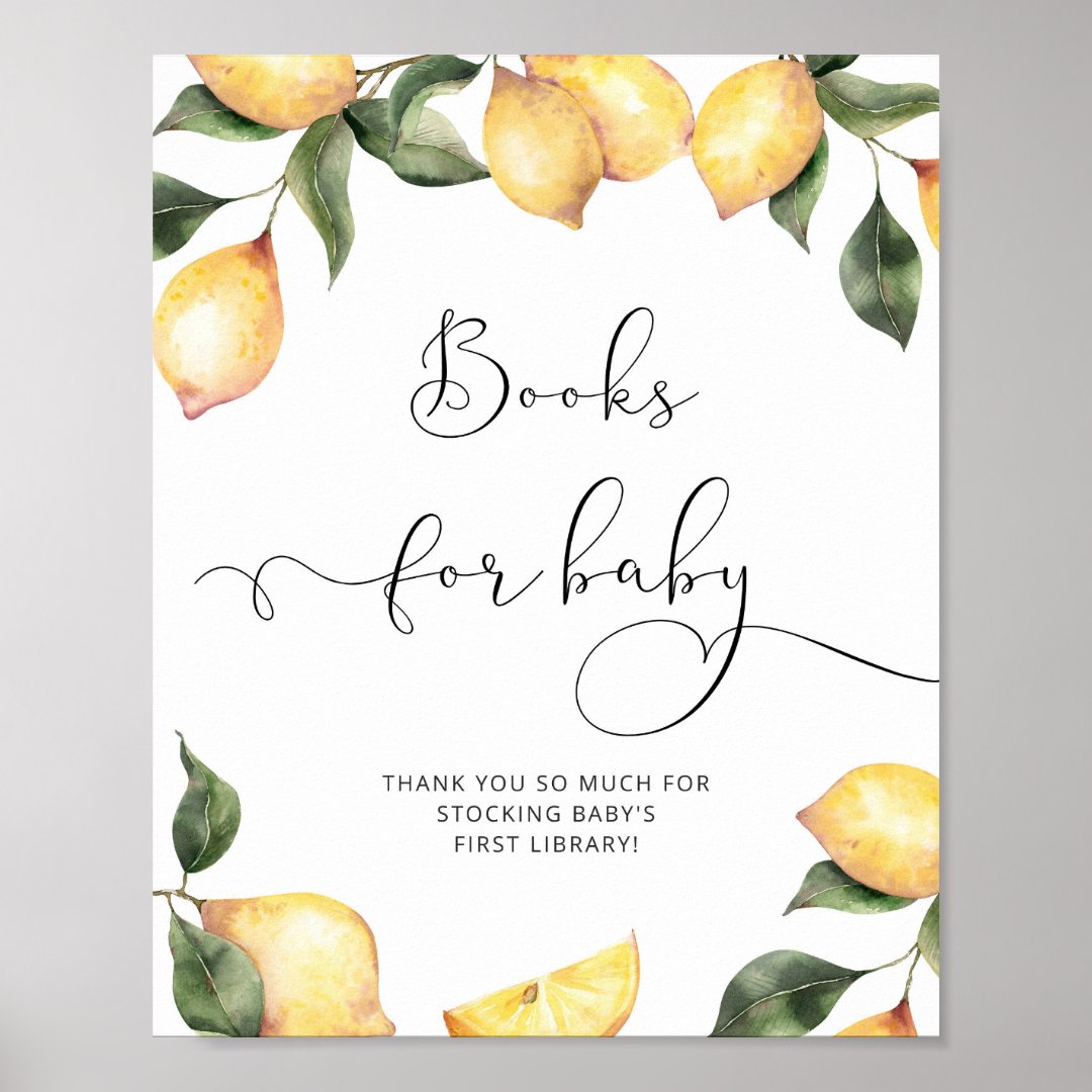 Elegant lemon Books for baby Poster | Zazzle