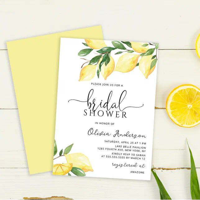 Elegant Lemon Bridal Shower Invitation | Zazzle