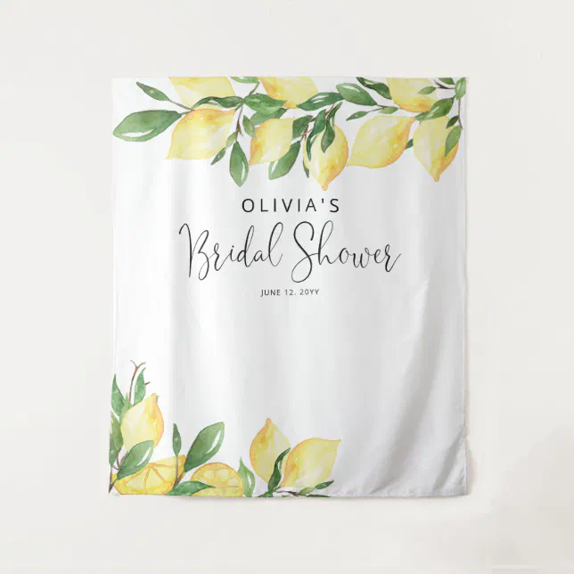 Elegant Lemon Bridal Shower Tapestry | Zazzle