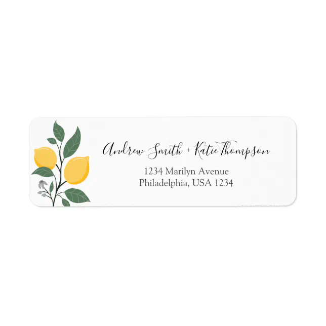 Elegant Lemon Foliage Calligraphy Script Name Label | Zazzle