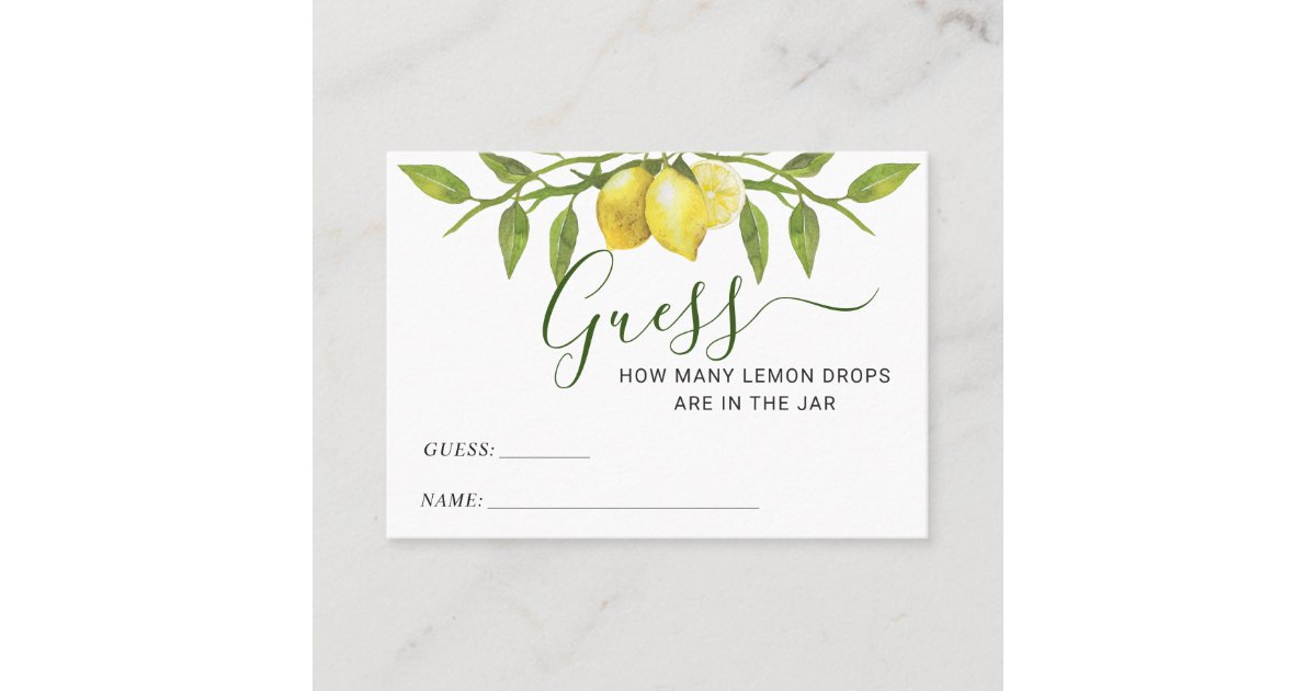 Elegant Lemon Guess How Many Game Card | Zazzle