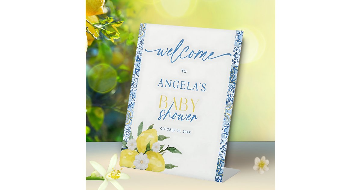 Elegant Lemon Italian Baby Shower Welcome Sign | Zazzle