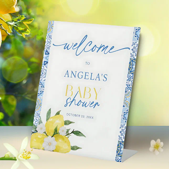 Elegant Lemon Italian Baby Shower Welcome Sign | Zazzle