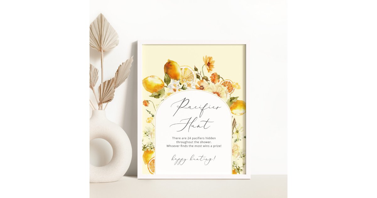 Elegant lemon Pacifier hunt game Poster | Zazzle