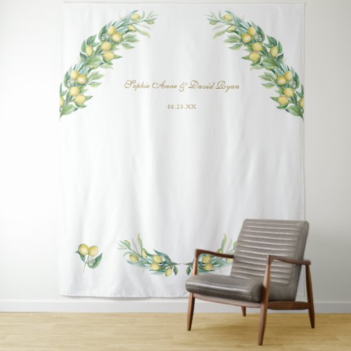 Elegant Lemon Wedding Photo Booth Prop Tapestry | Zazzle