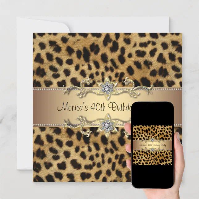 Elegant Leopard Birthday Party Invitation | Zazzle