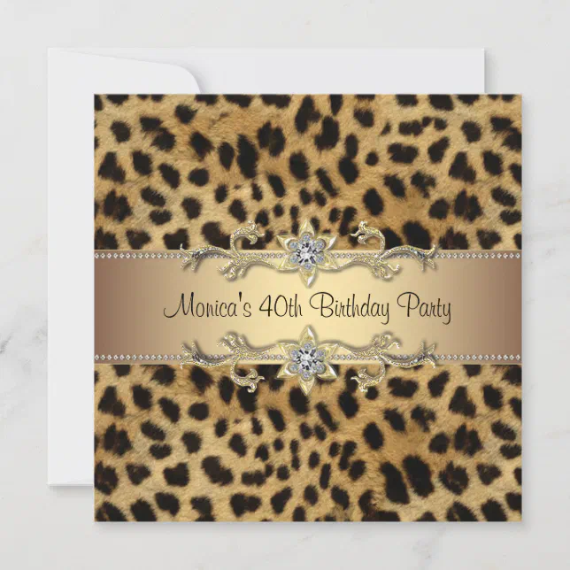 Elegant Leopard Birthday Party Invitation | Zazzle