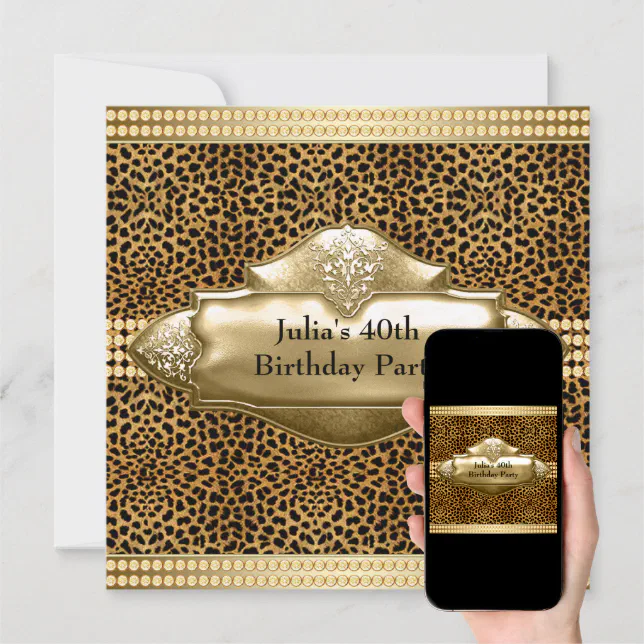 Elegant Leopard Birthday Party Invitations | Zazzle