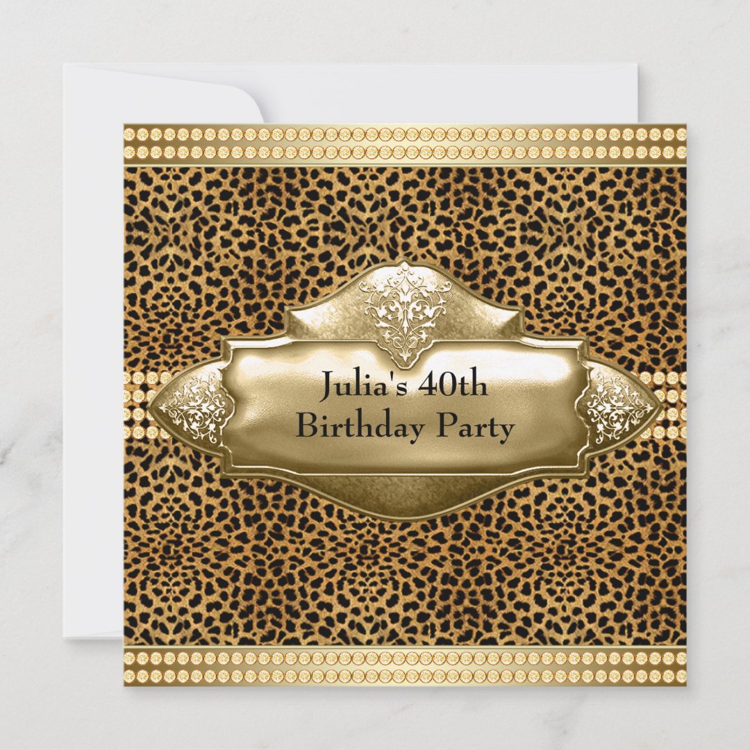 Elegant Leopard Birthday Party Invitations | Zazzle