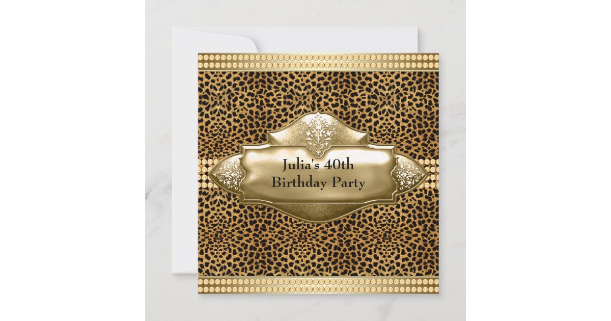 Elegant Leopard Birthday Party Invitations | Zazzle