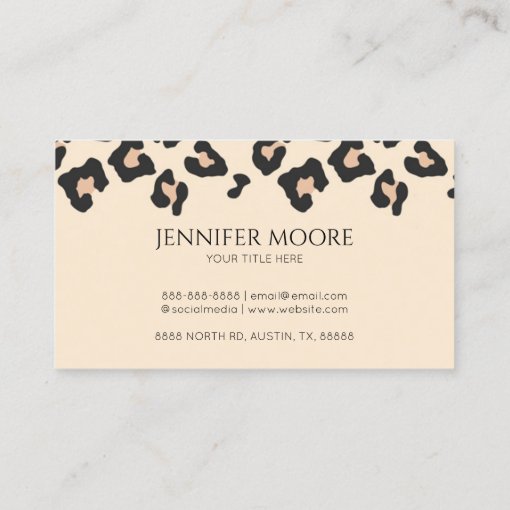 Elegant Leopard Cheetah Print Brown Black Custom Business Card | Zazzle