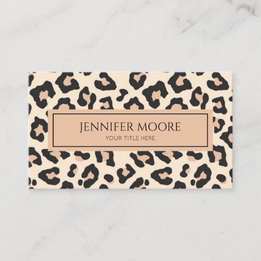 Elegant Leopard Cheetah Print Brown Black Custom Business Card | Zazzle