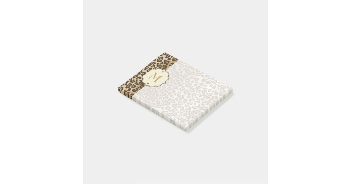 Elegant Leopard Pattern Custom Monogram Post-it Notes | Zazzle