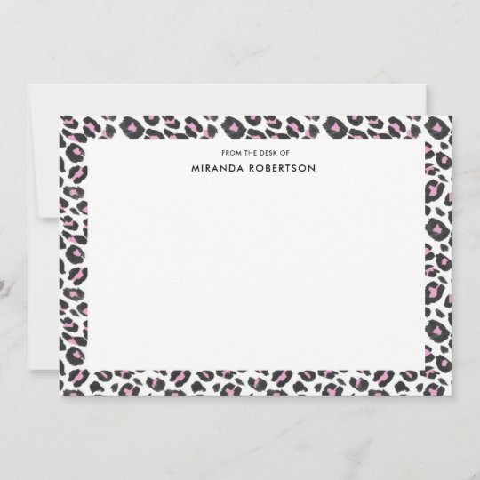 Elegant Leopard Pattern, Pink, Black Note Cards | Zazzle.com