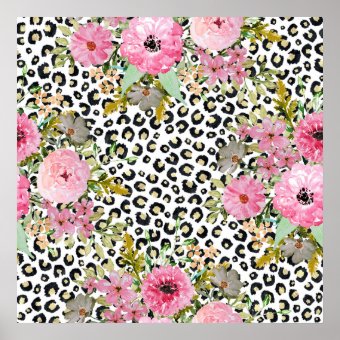 Elegant Leopard Print and Floral Design | Zazzle