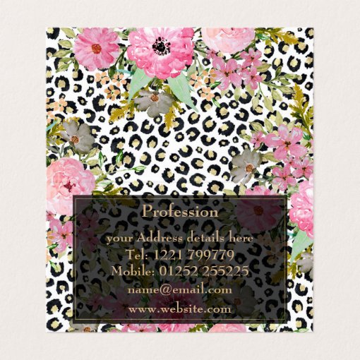 Elegant Leopard Print and Floral Design Business Card | Zazzle