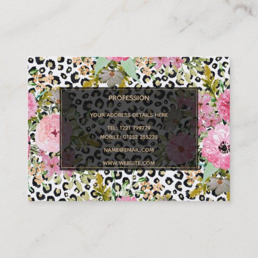 Elegant Leopard Print and Floral Design Business Card | Zazzle