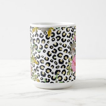 Elegant Leopard Print and Floral Design Coffee Mug | Zazzle