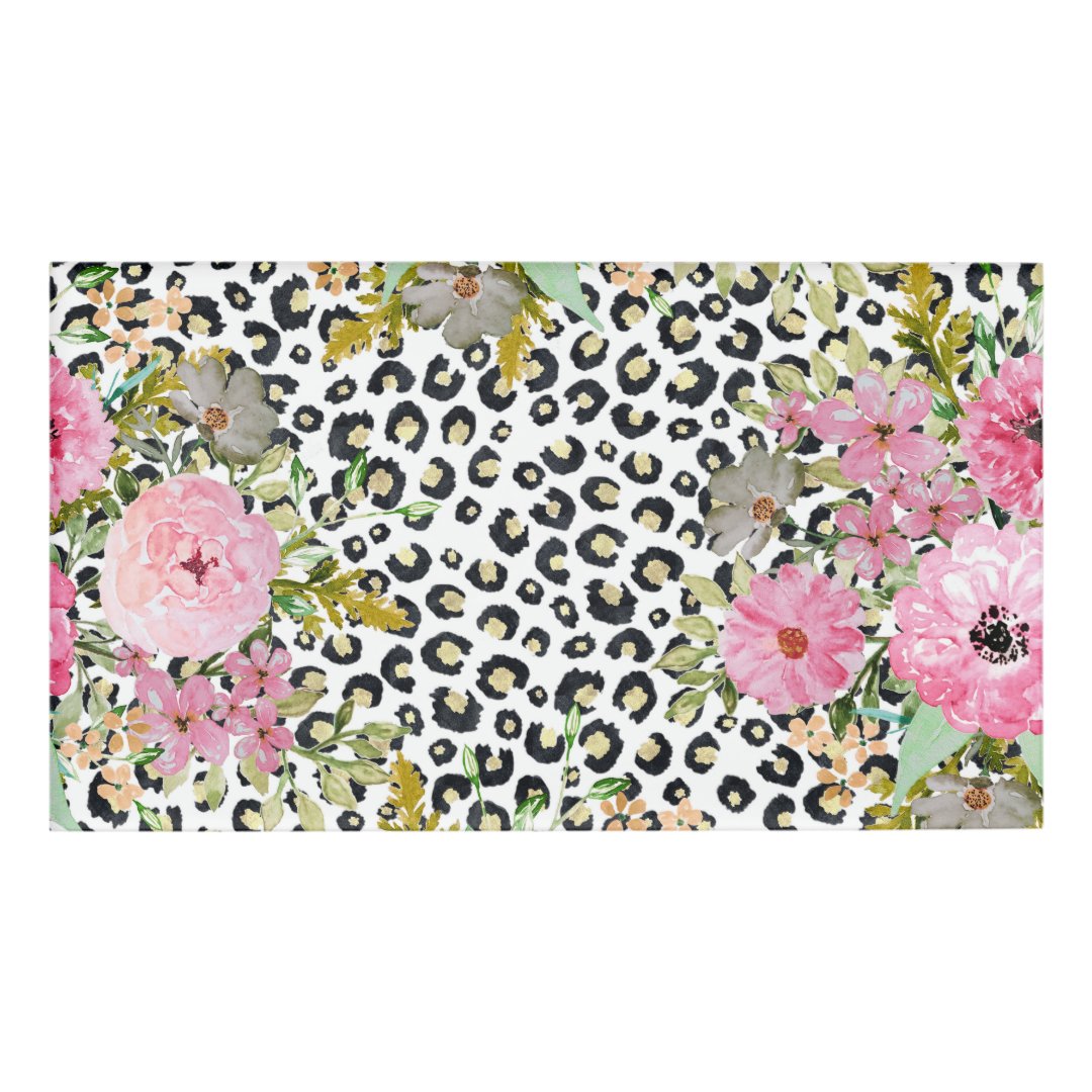 Elegant leopard print and floral design name tag | Zazzle