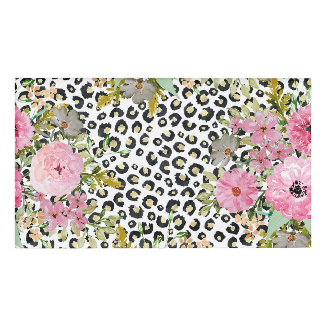 Elegant Leopard Print and Floral Design Name Tag | Zazzle