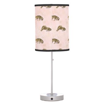 Elegant Leopard Print Soft Pink Table Lamp | Zazzle