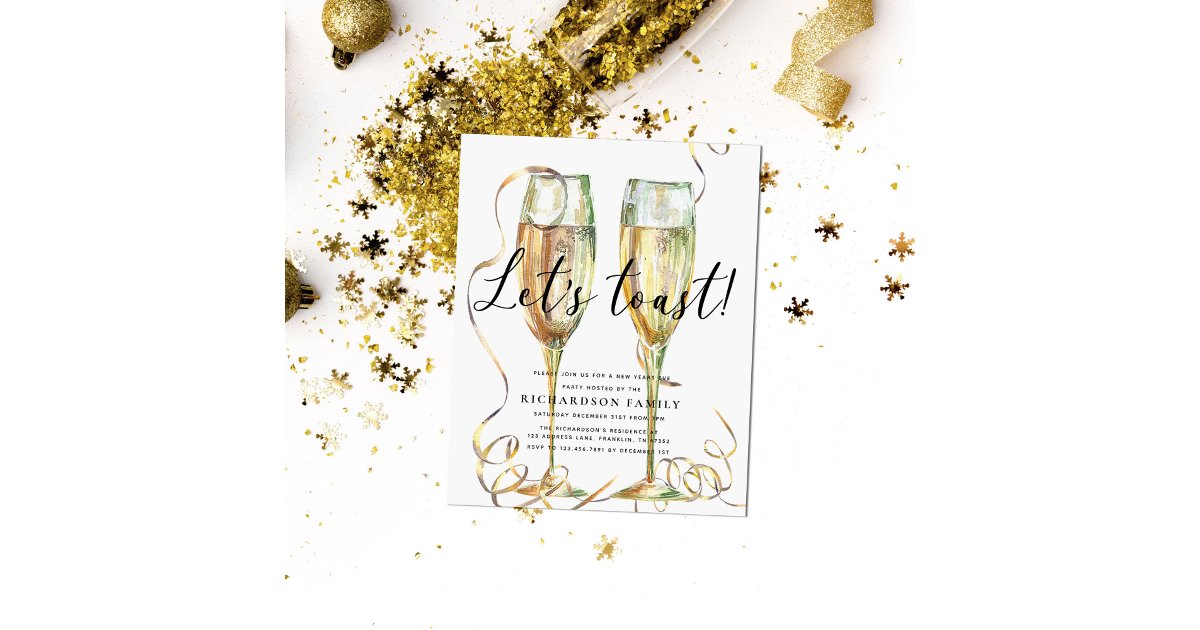 Elegant Let’s Toast New Year Party Budget | Zazzle